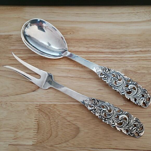 Unbranded | Dining | Serving Flatware Set Fork And Spoon Scrolling ...